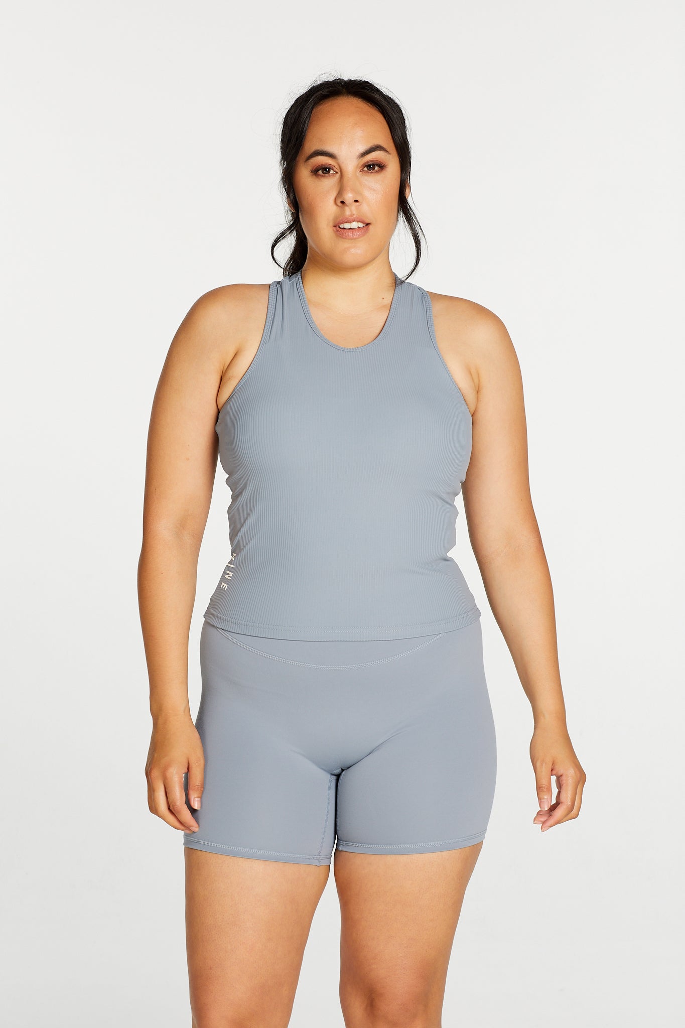 RIB RACERBACK SINGLET DUSTY BLUE – HINE COLLECTION