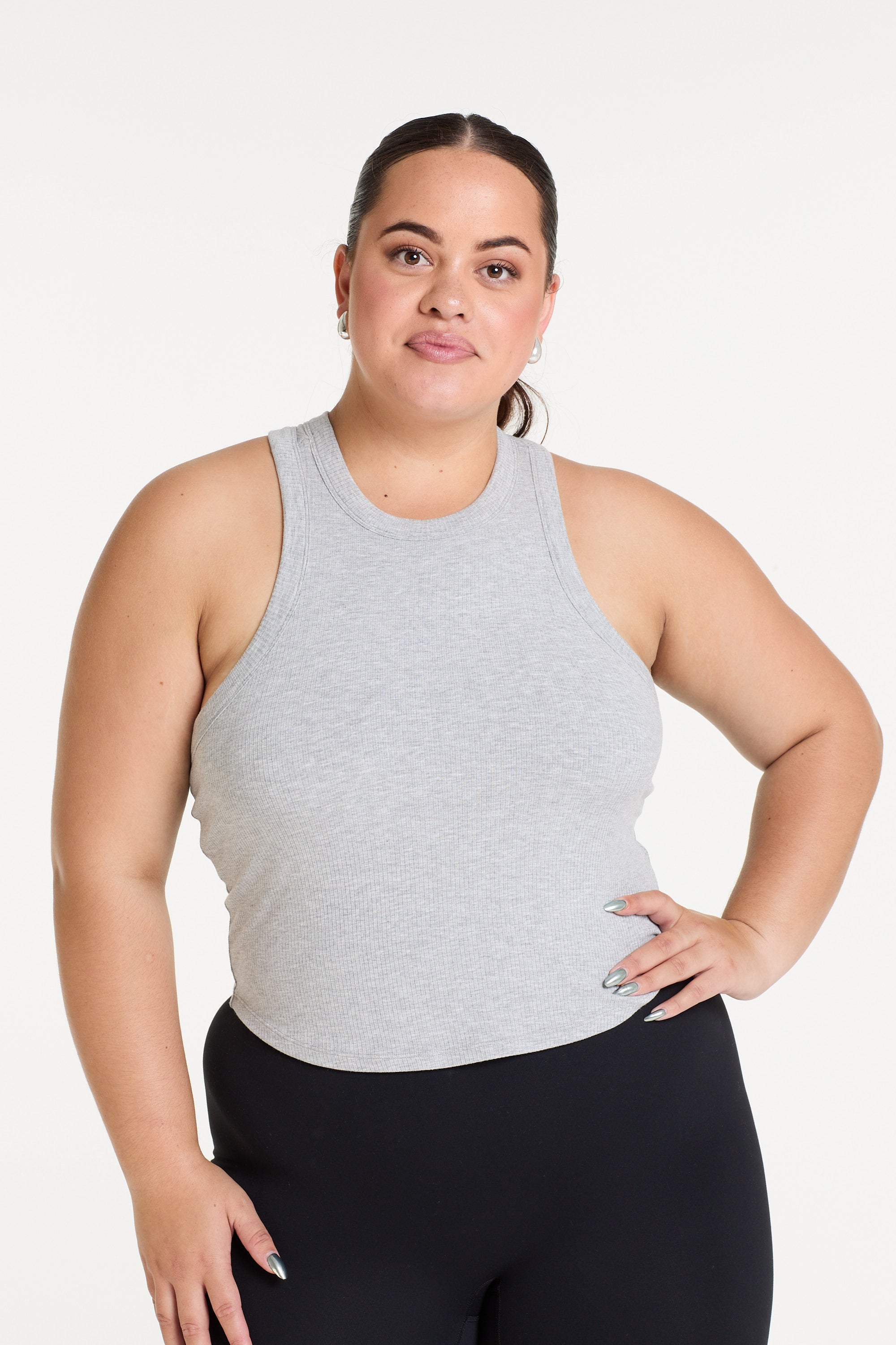 CROP RIB SINGLET MARBLE – HINE COLLECTION